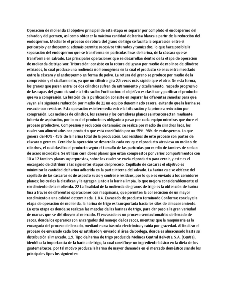 Proceso de molienda de trigo y obtención de harina | PDF | Salvado | Trigo