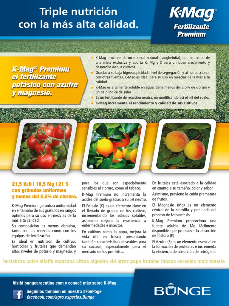 K-Mag Premium: Fertilizante Potásico Ideal | PDF | Fertilizante | Magnesio