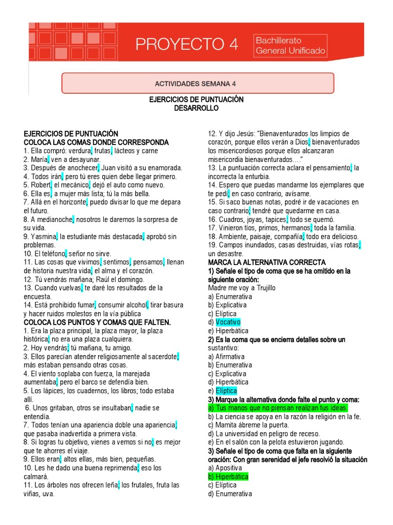 Ejercicios de Puntuación | PDF