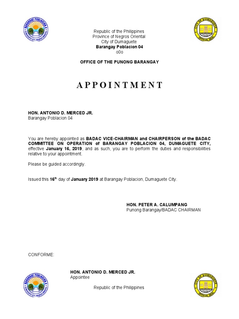 Badac Appointment - 2019 | PDF | Philippines