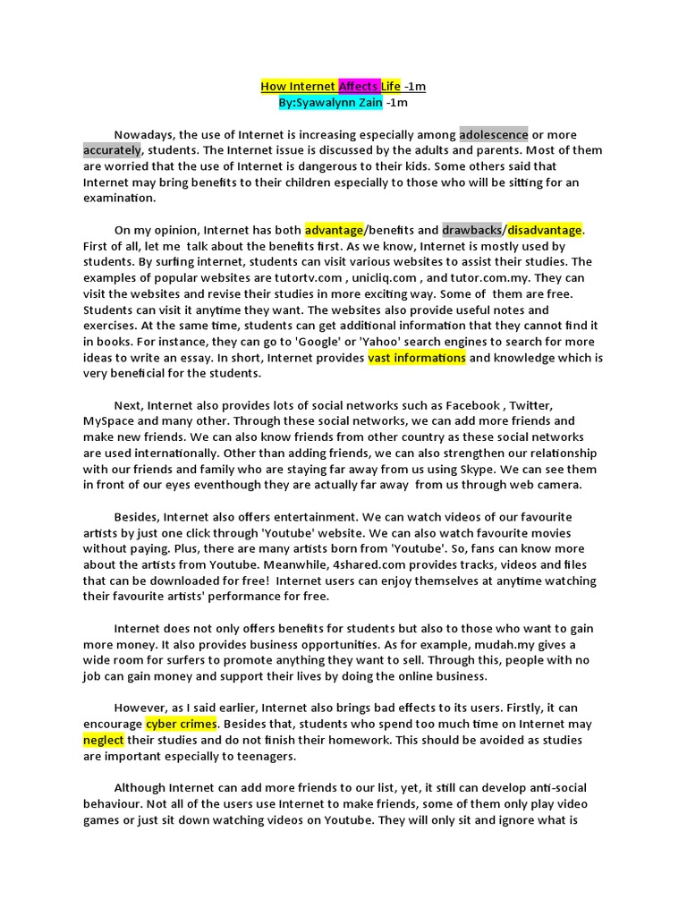Benefits and Drawbacks of Internet Use | PDF | Internet | You Tube