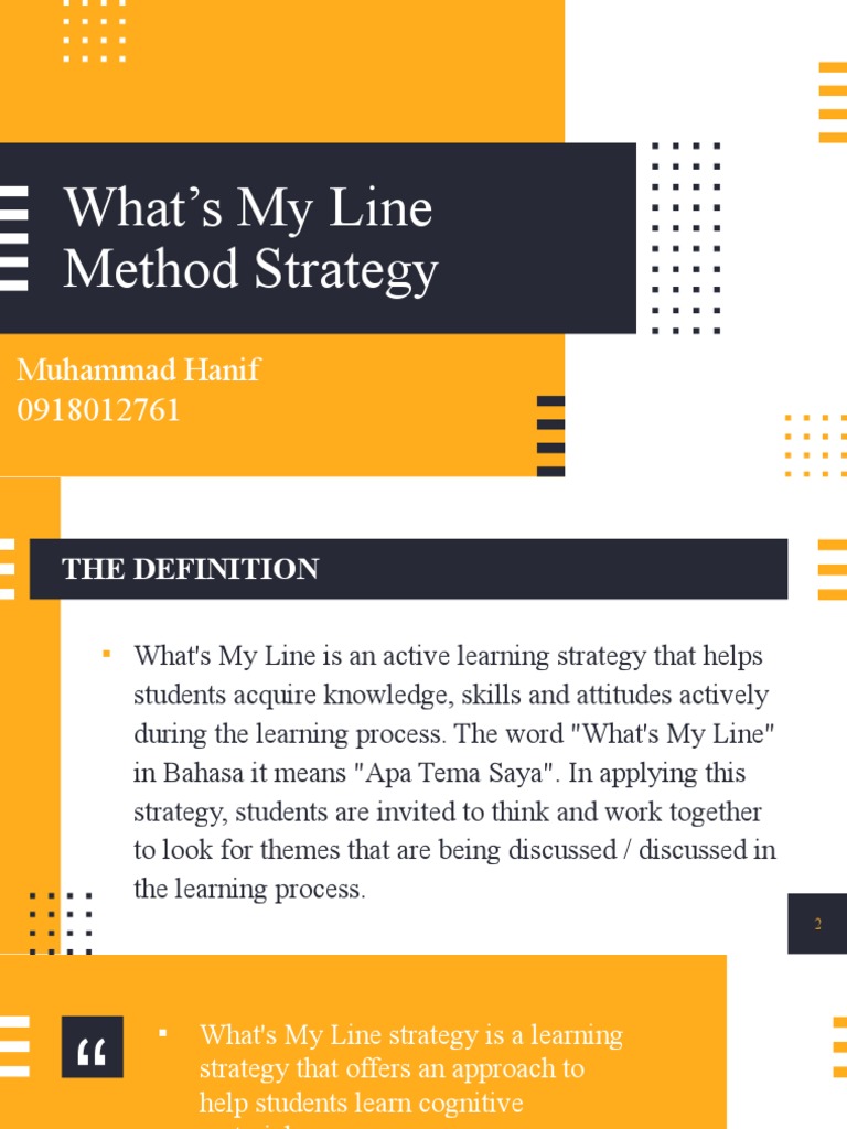 What's My Line Method Strategy: Muhammad Hanif 0918012761 | PDF ...