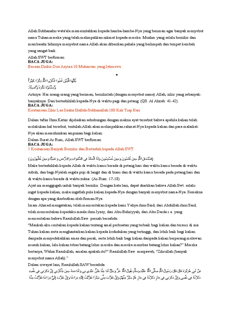 Baca Juga:: Bacaan Dzikir-Doa Asyura 10 Muharram Yang Istimewa | PDF