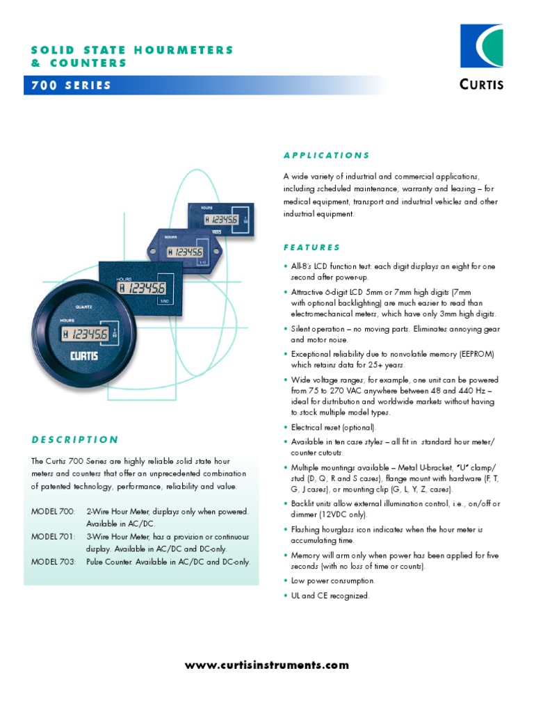 700 Series: Solid State Hourmeters & Counters | PDF | Manufactured ...