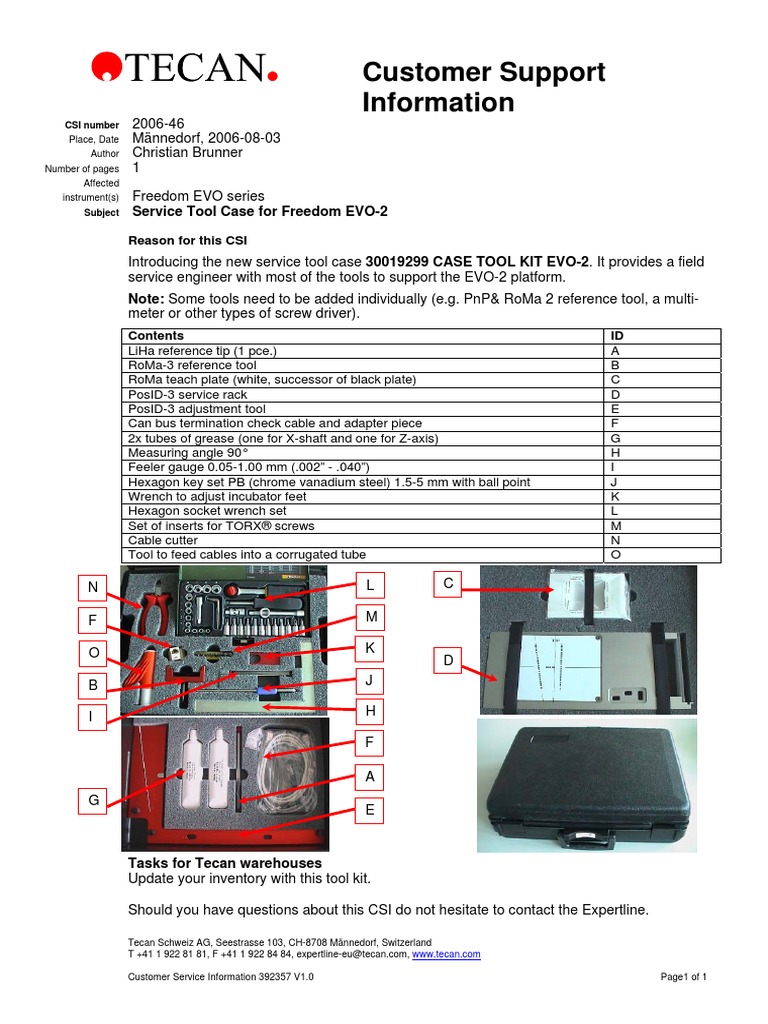 CSI - 2006-46 Service Tool Case For EVO-2 | PDF | Equipment ...