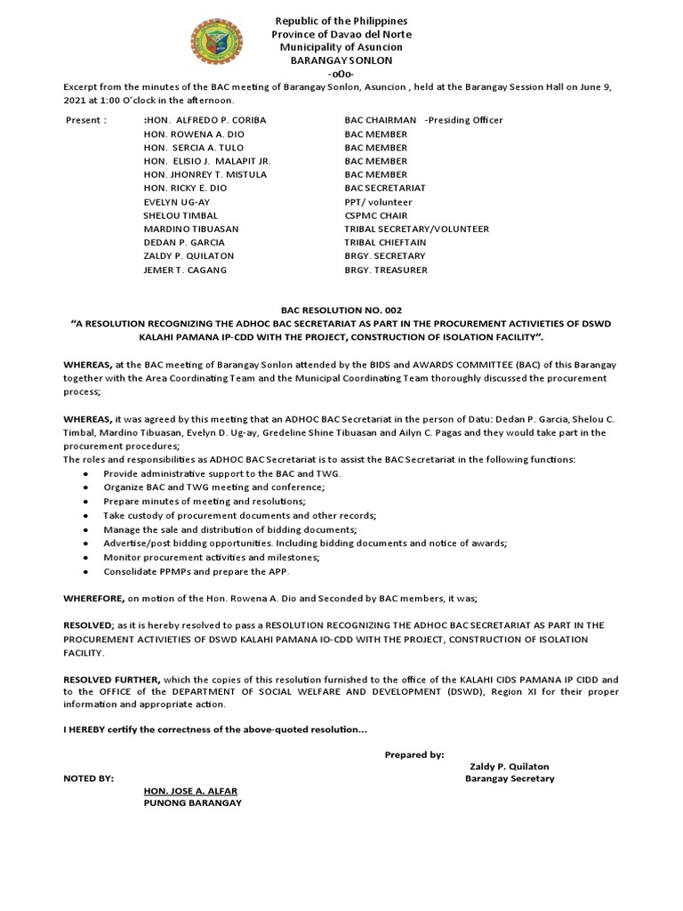 Bac Resol. | PDF | State Of Emergency | Procurement