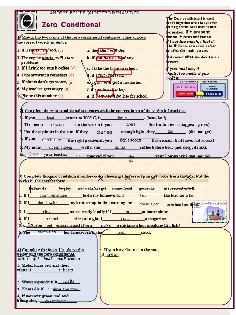 Zero Conditional-Exercises | Download Free PDF | Sentence (Linguistics ...