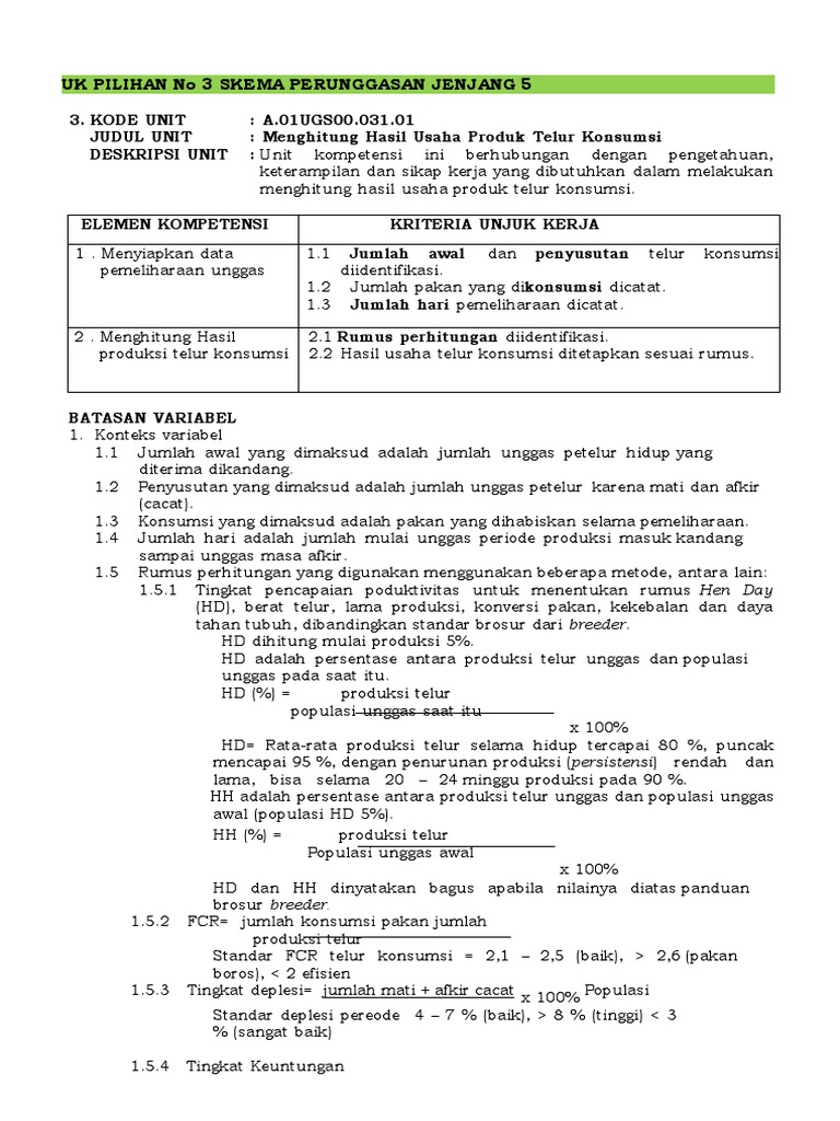 UK Pilihan No. 3 Menghitung Hasil Usaha Produk Telur Konsumsi | PDF ...