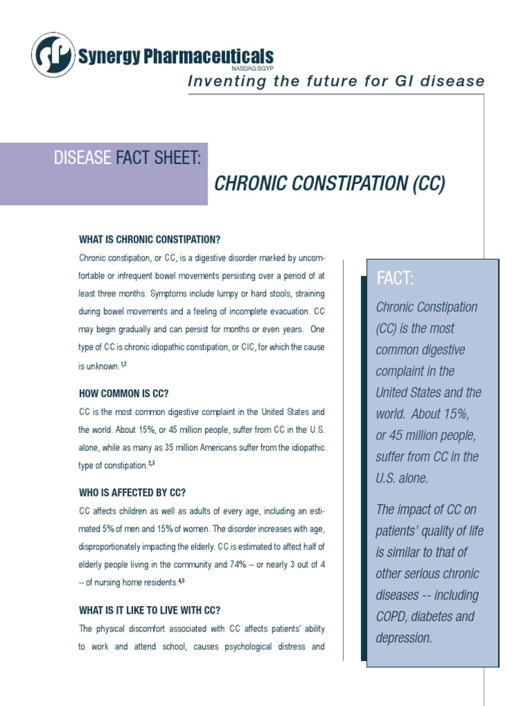 Chronic Constipation Overview and Impact | PDF | Chronic Condition ...