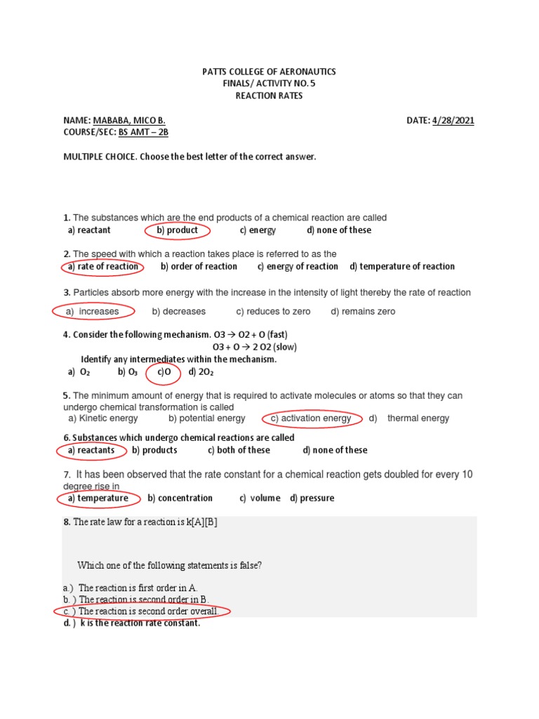 Reaction Rates | PDF | Reaction Rate | Chemical Reactions Reaction Rates | PDF | Reaction Rate | Chemical Reactions