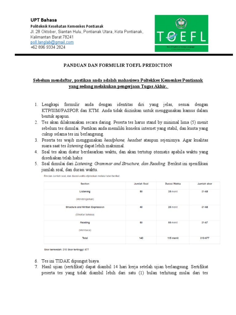 Poll - Panduan Dan Formulir Toefl Prediction | PDF