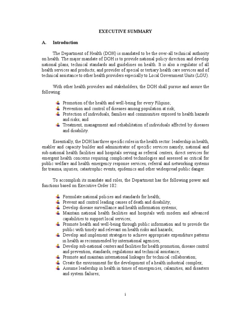 COA Audit On DOH For 2020 (Executive Summary) | PDF | Audit | Health Care