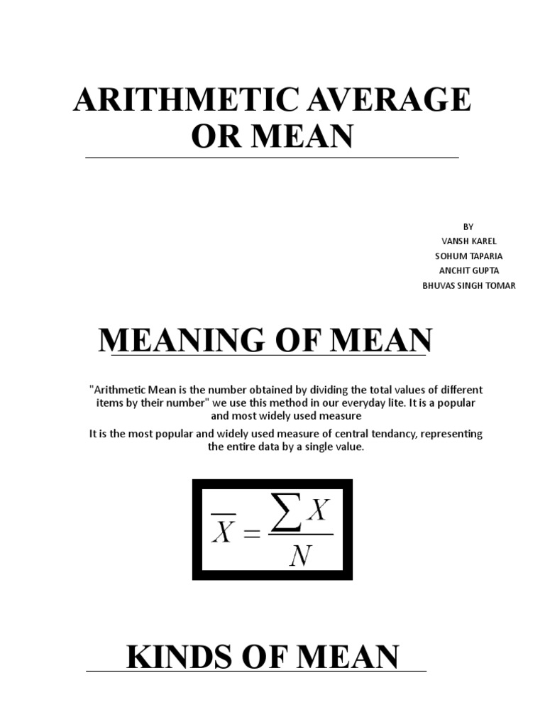 Calculating Various Types of Means: A Guide to Understanding Arithmetic ...
