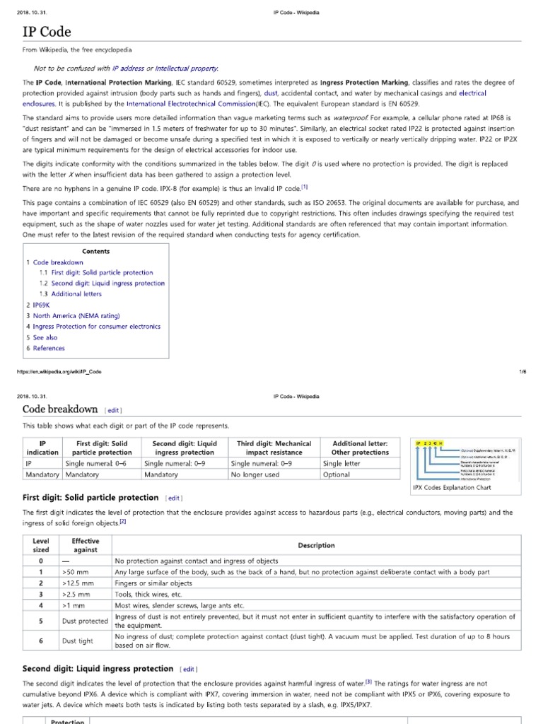 IP Code - International Protection Marking | PDF