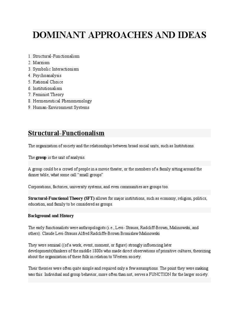 Dominant Approach and Ideas | PDF | Id | Rationality