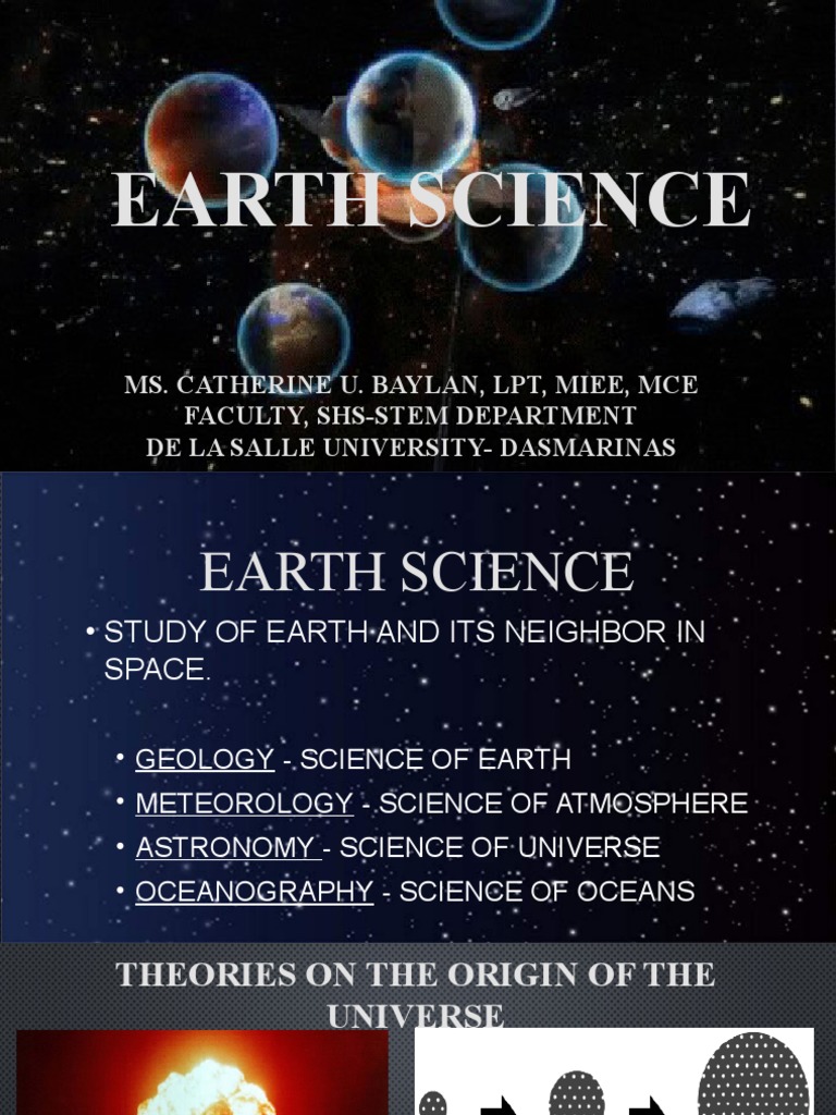 Earth Science: Ms. Catherine U. Baylan, LPT, Miee, Mce Faculty, Shs ...
