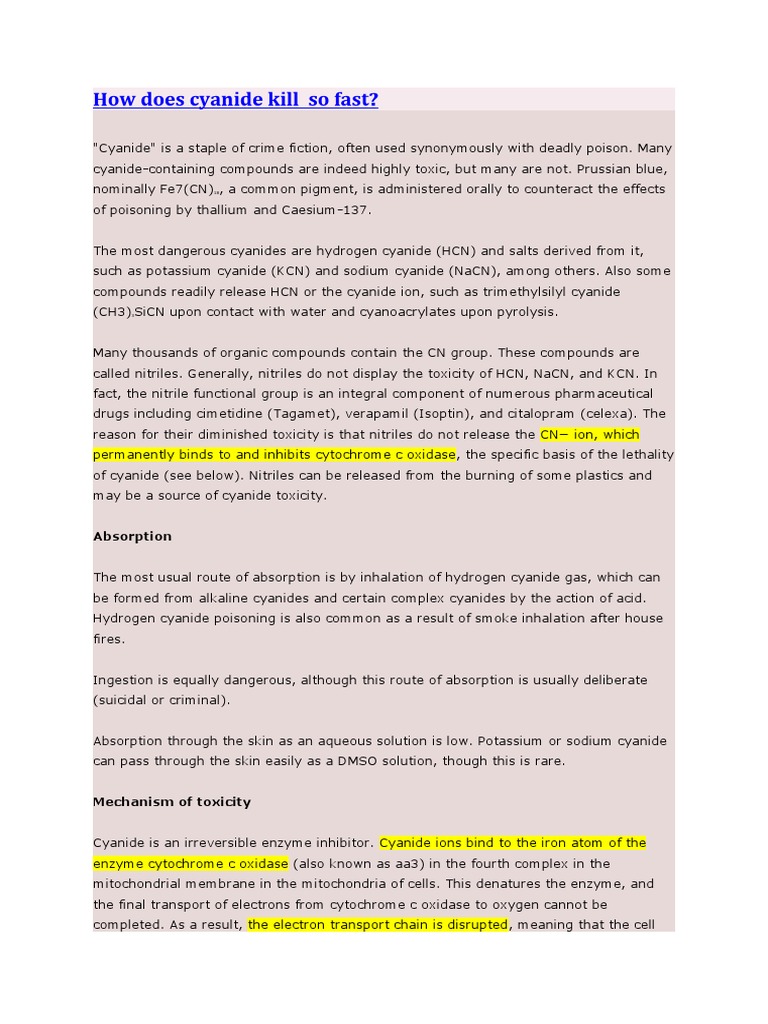 How Does Cyanide Kill Me So Fast | PDF | Cyanide | Mitochondrion