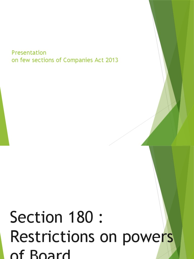 Companies Act 2013 PPT 2 PDF Loans Insider Trading