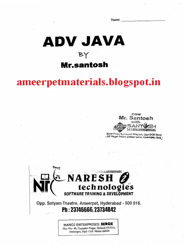 Advance Java Santosh Sir | PDF