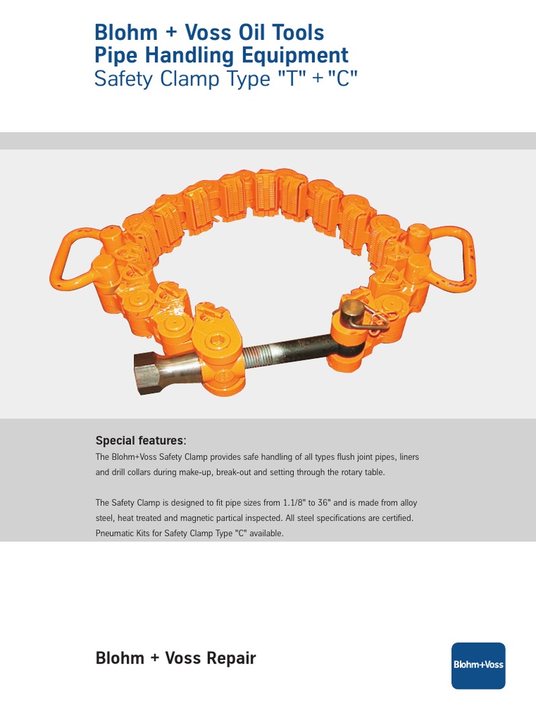 Safety Clamp Type "T" + "C": Blohm + Voss Oil Tools Pipe Handling ...