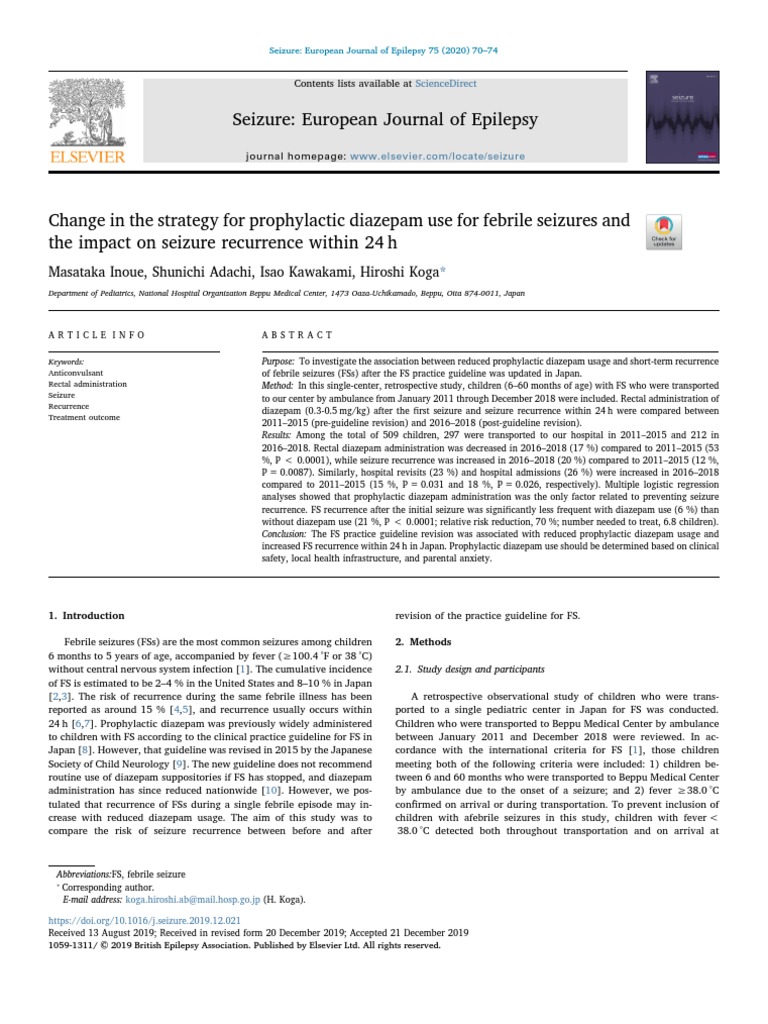 Seizure: European Journal of Epilepsy: Sciencedirect | PDF | Epilepsy ...
