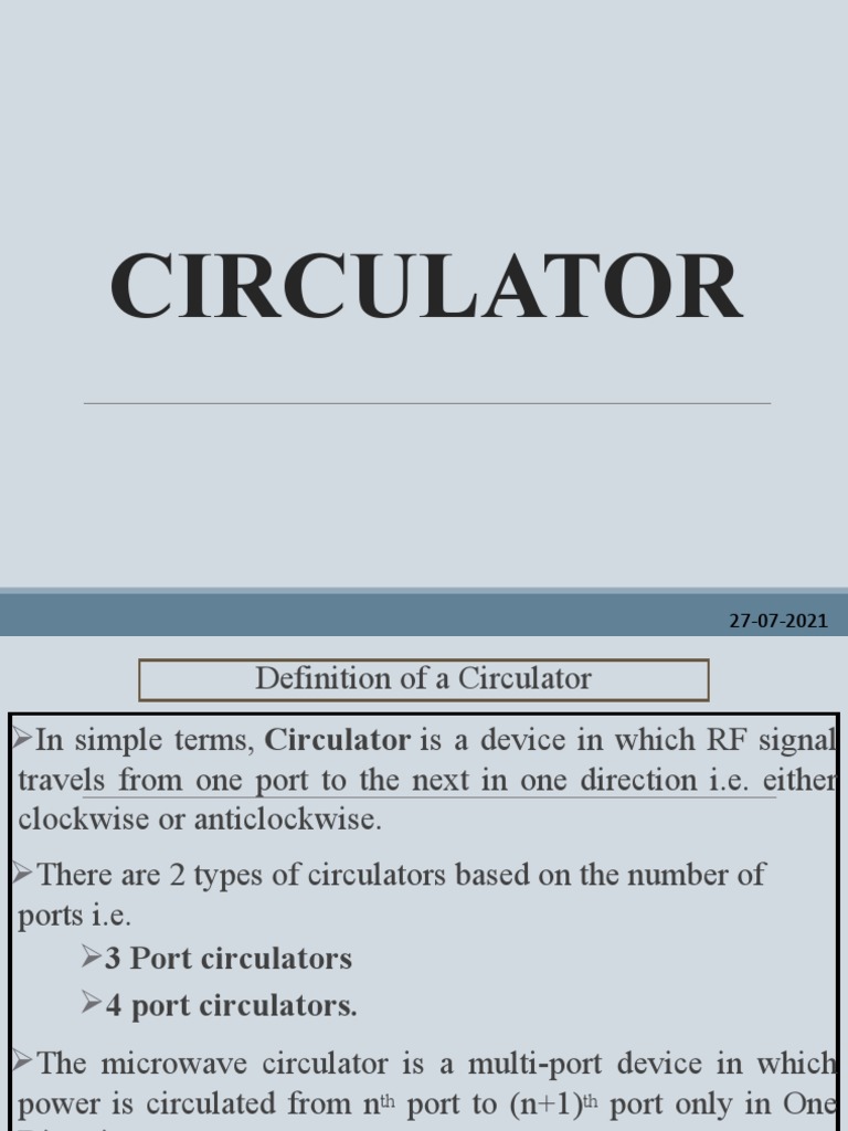 Lecture - 5 Circulator | PDF | Electricity | Electrical Engineering