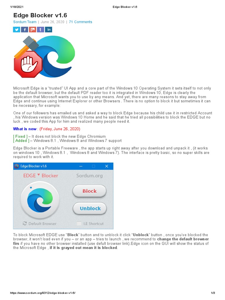 Edge Blocker v1.6 | PDF | Windows 10 | Microsoft Windows