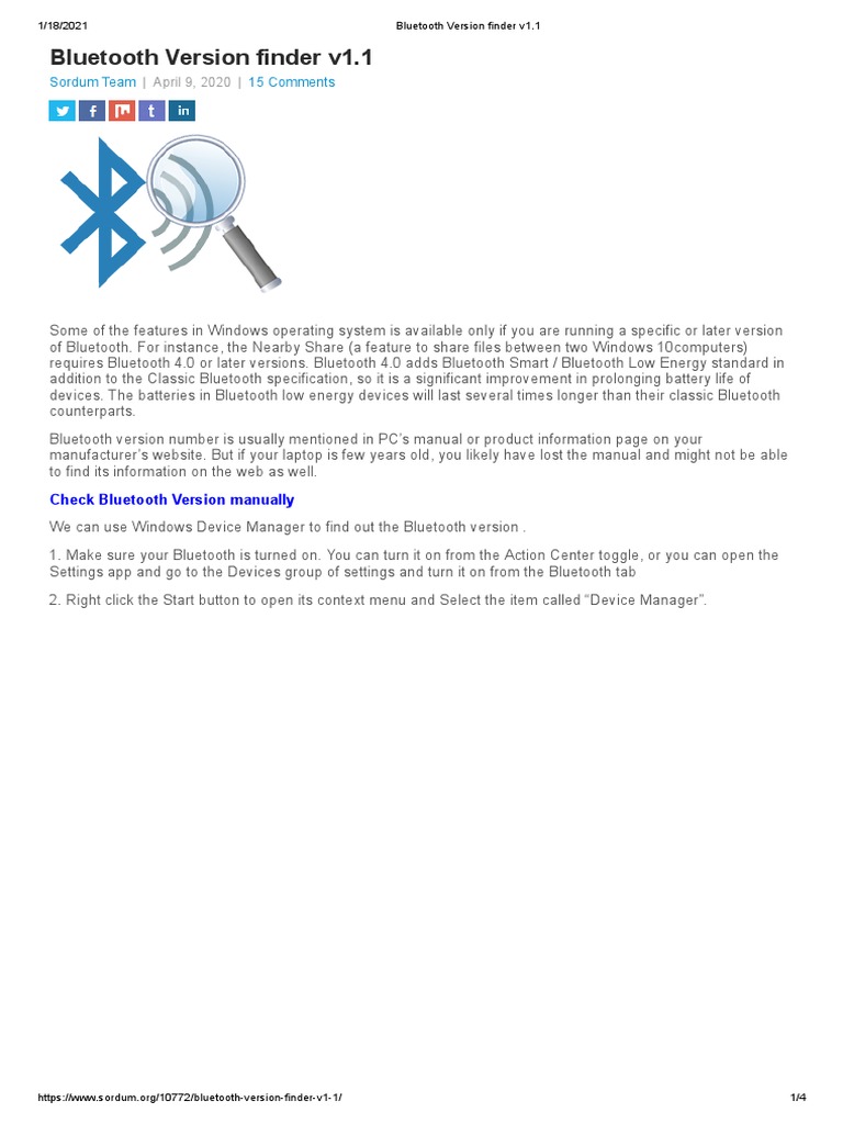 Bluetooth Version Finder v1.1 | PDF | Bluetooth | Information Age