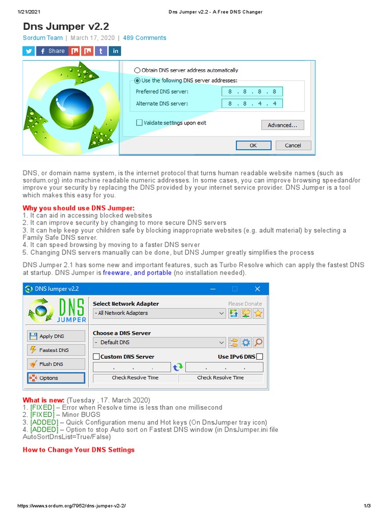 Dns Jumper v2.2 - A Free DNS Changer | PDF | Domain Name System ...