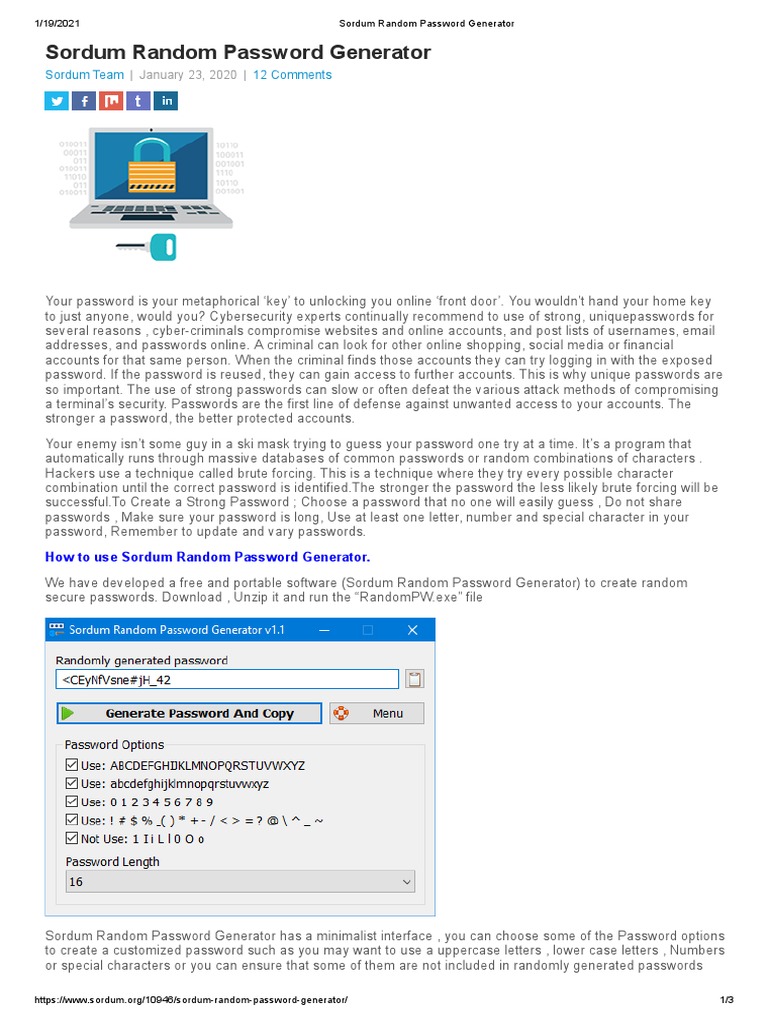 Sordum Random Password Generator | PDF | Password | Computing