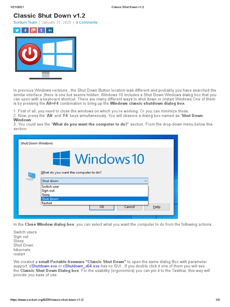 Classic Shut Down v1.2 | PDF | Microsoft Windows | Graphical User ...