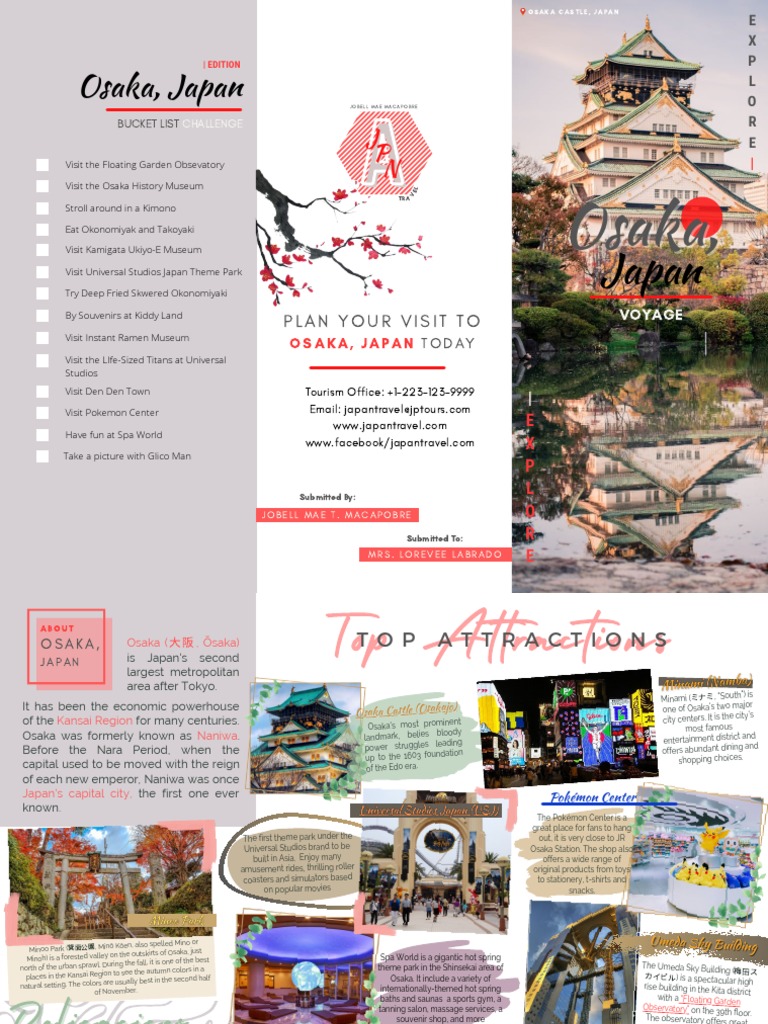Osaka Travel Guide and Bucket List | PDF | Japanese Cuisine | Japan