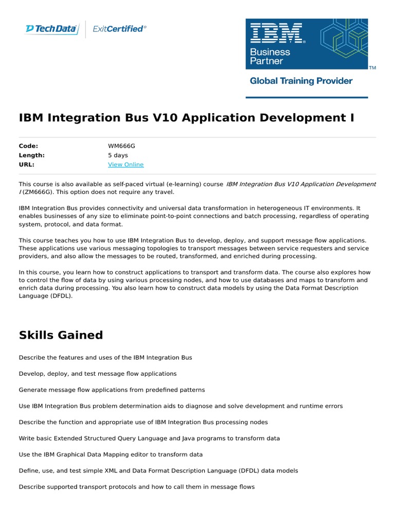 Ibm Integration Bus v10 Application Development I | PDF | Databases | Data