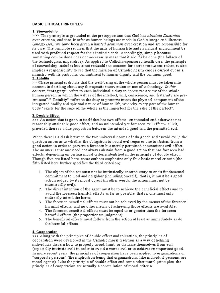 Basic Ethical Principles 1 Stewardship | PDF | Autonomy | Crime & Violence