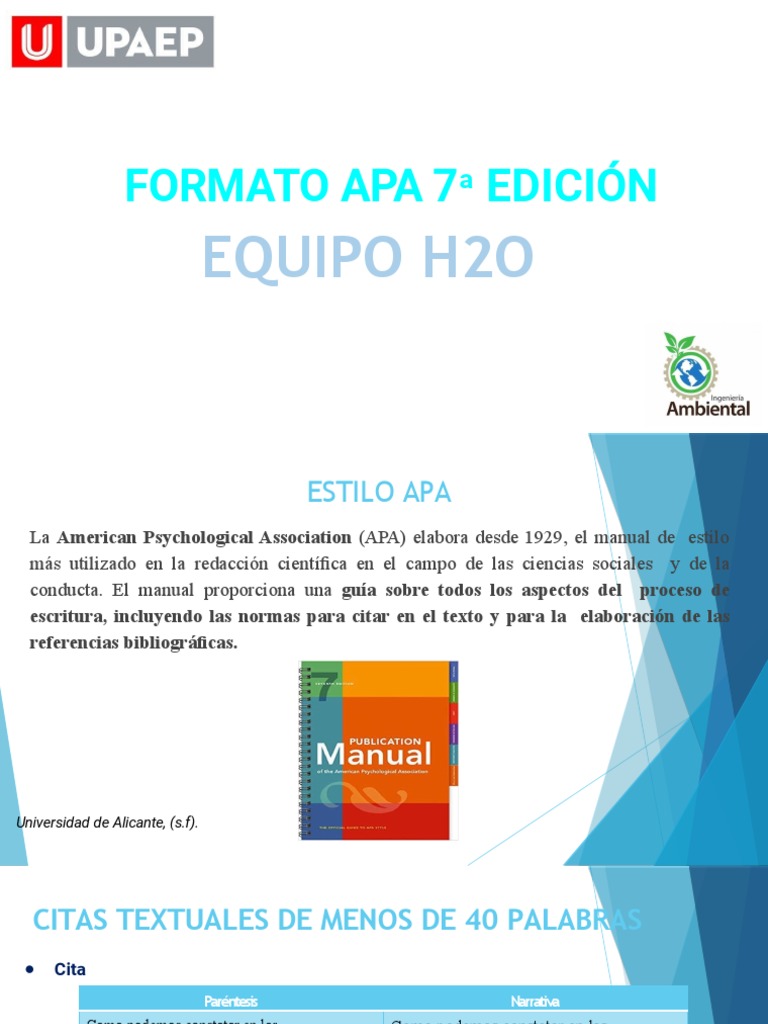 Presentación Equipo H2O APA | PDF | Estilo apa