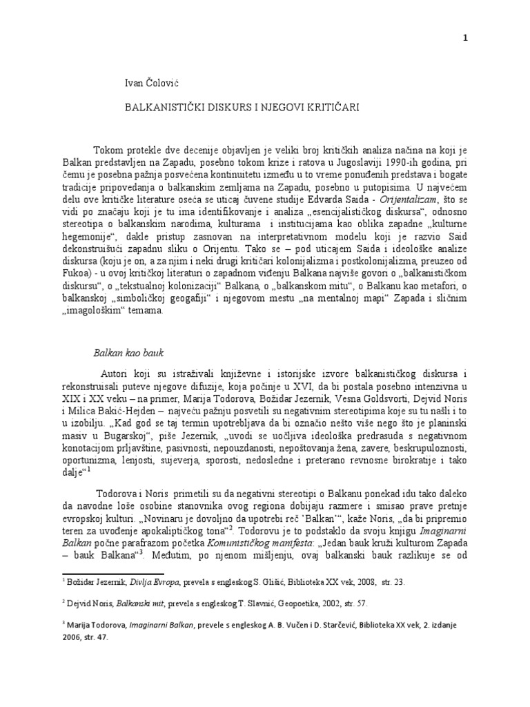 K SEHARA IVAN COLOVIC Balkanisticki Diskurs | PDF