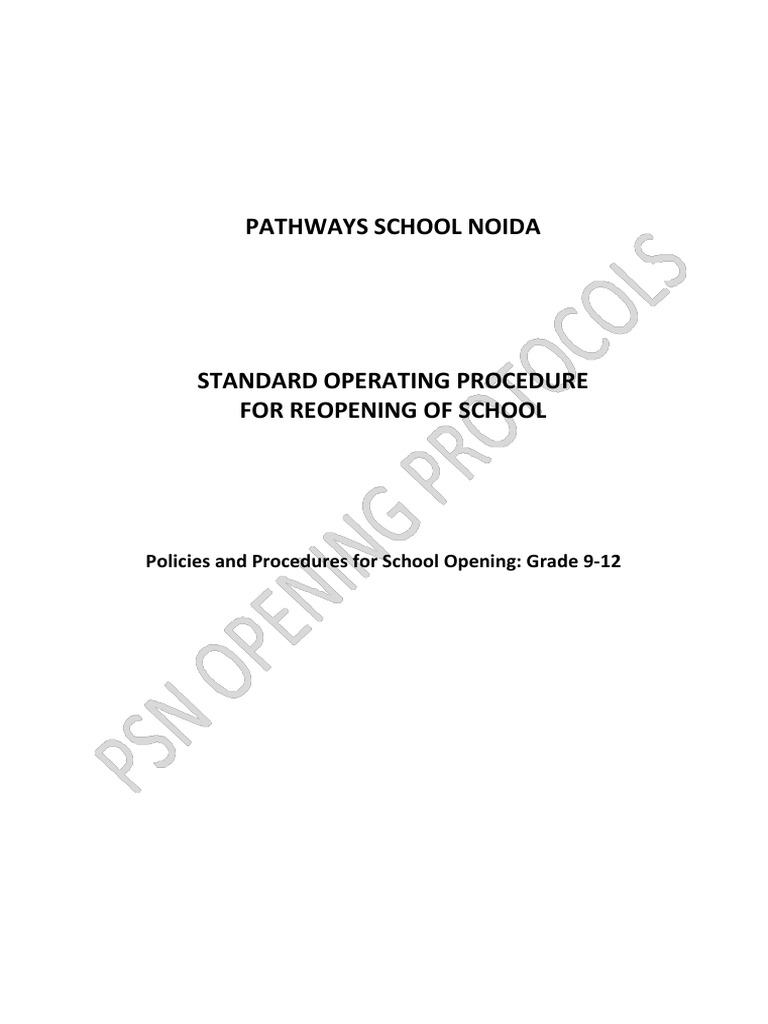 SOP - Reopening of School | PDF | Bus | Classroom