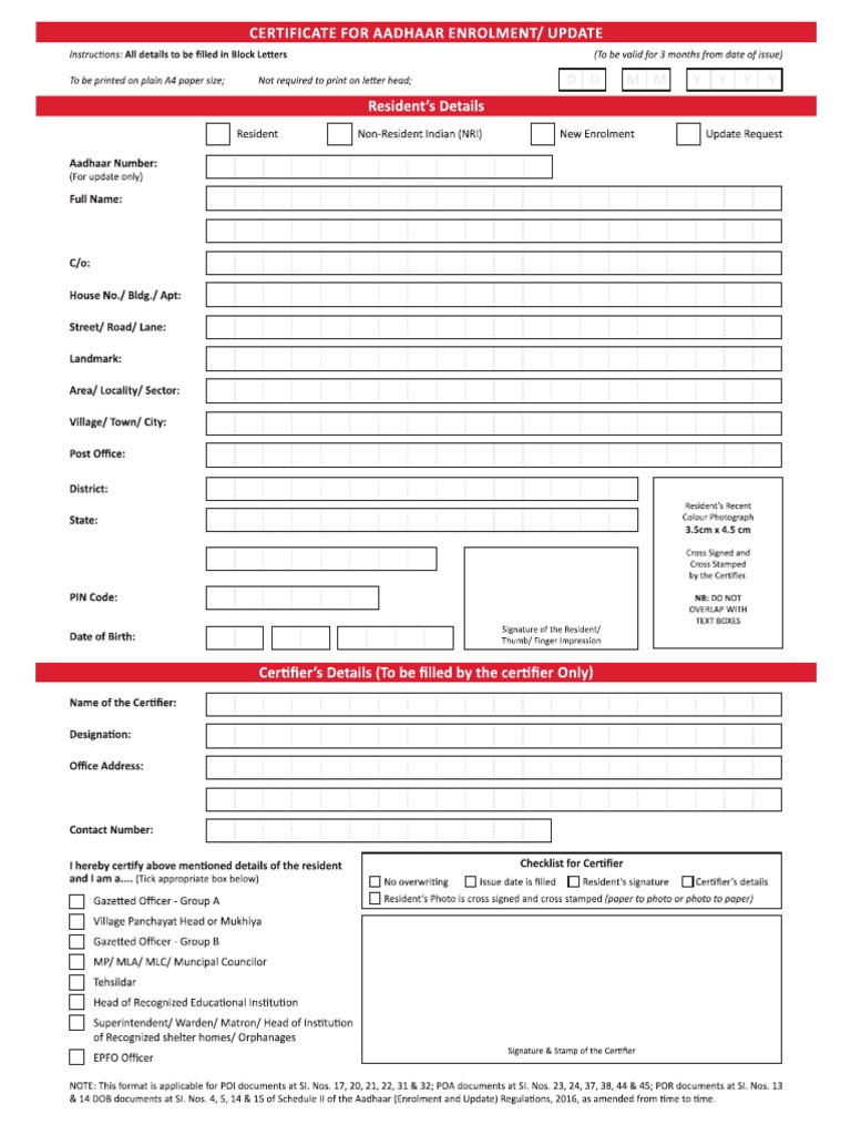 Adhar Address Certificate | PDF