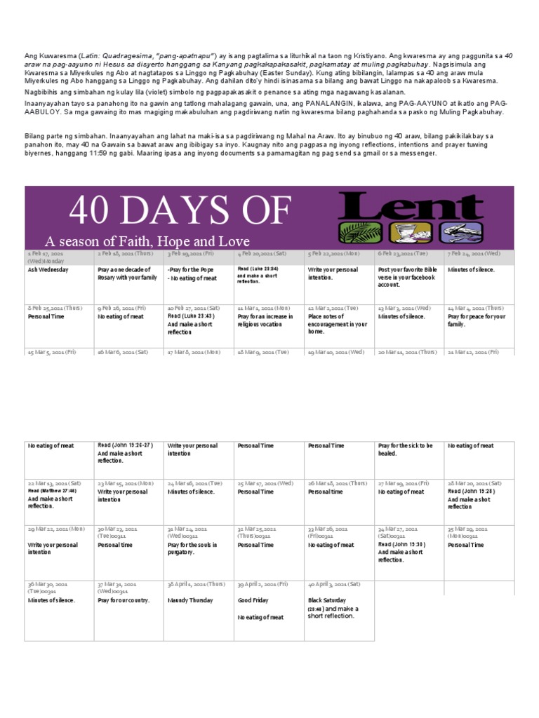 40 Days of Lent | PDF