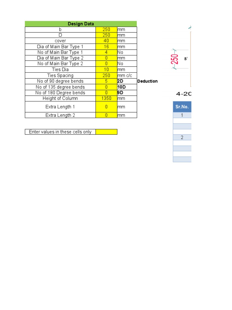 Column BBS Format in Excel | PDF