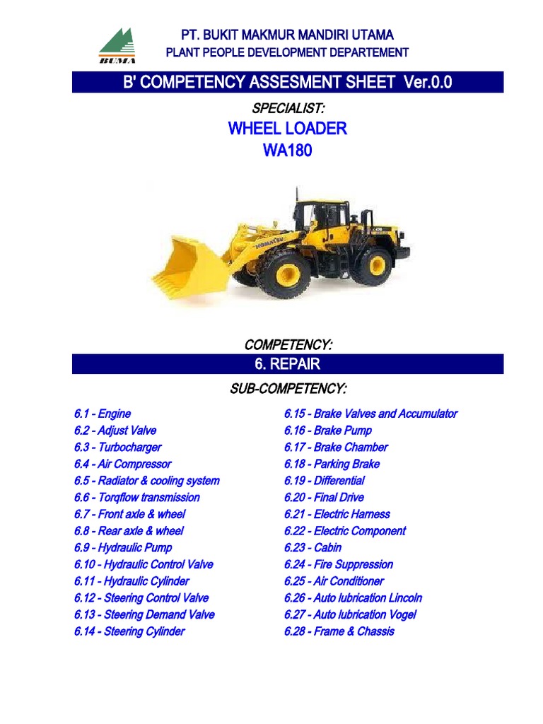 BCA Sheet WA 180 - 1 Repair | PDF | Turbocharger | Transmission (Mechanics)