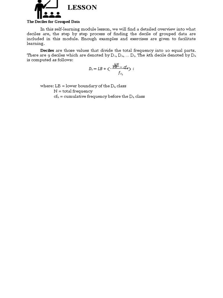Deciles For Grouped Data | PDF | Applied Mathematics | Mathematics