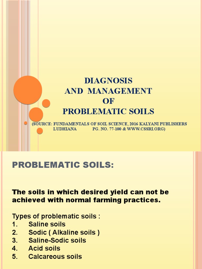 Diagnosis and Management OF Problematic Soils: (Source: Fundamentals of ...