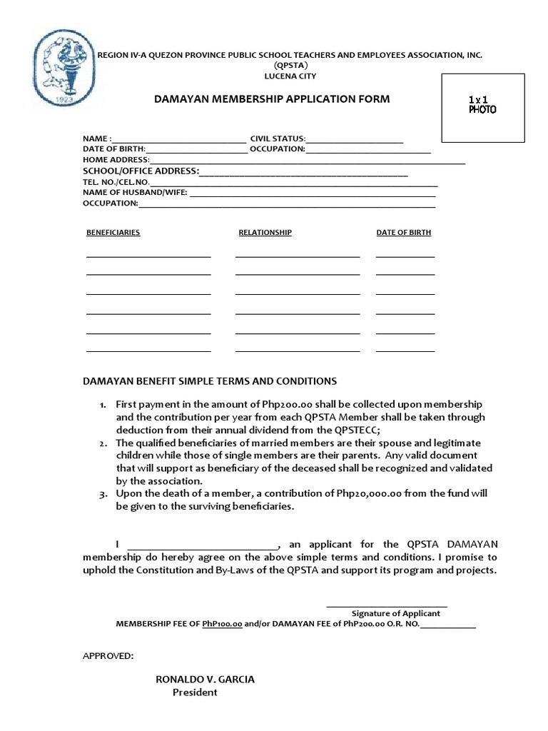 Damayan Application Form | PDF