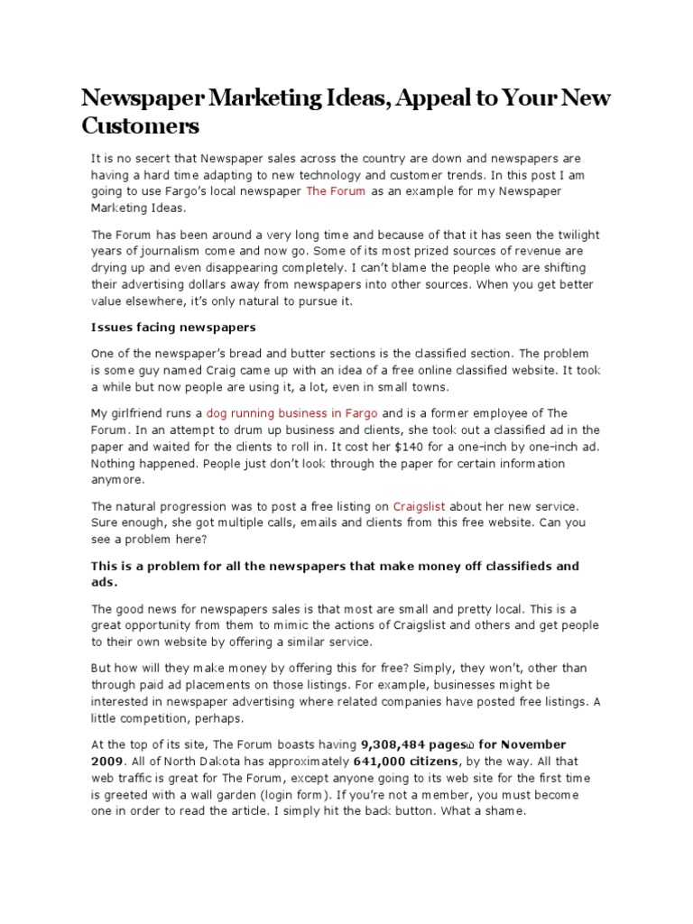 Innovative Newspaper Marketing Strategies | PDF | Newspapers | Advertising