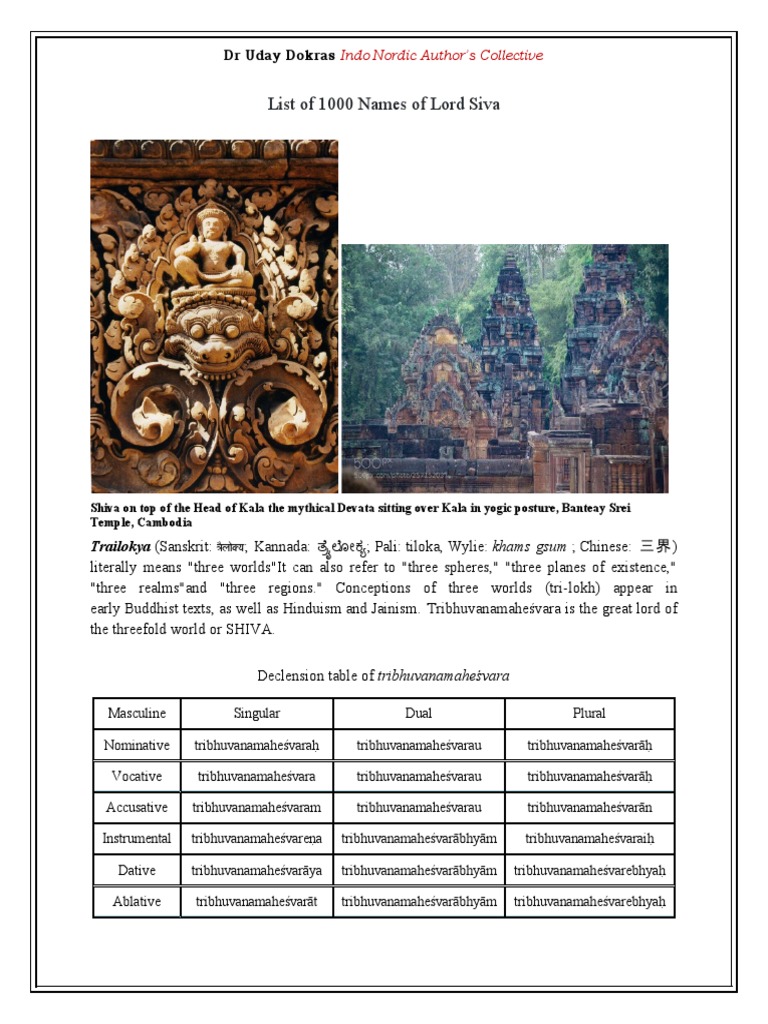 1000 Names of Shiva and Temples Commemorating Them | PDF | Shiva ...