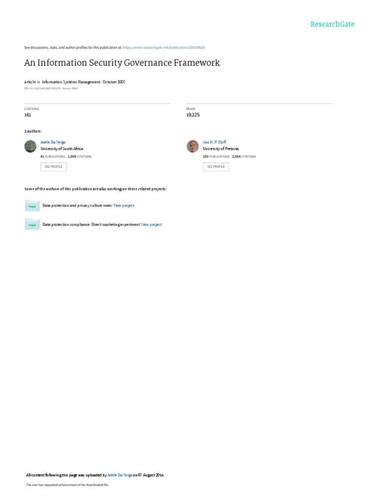 An Information Security Governance Framework | PDF | Information ...