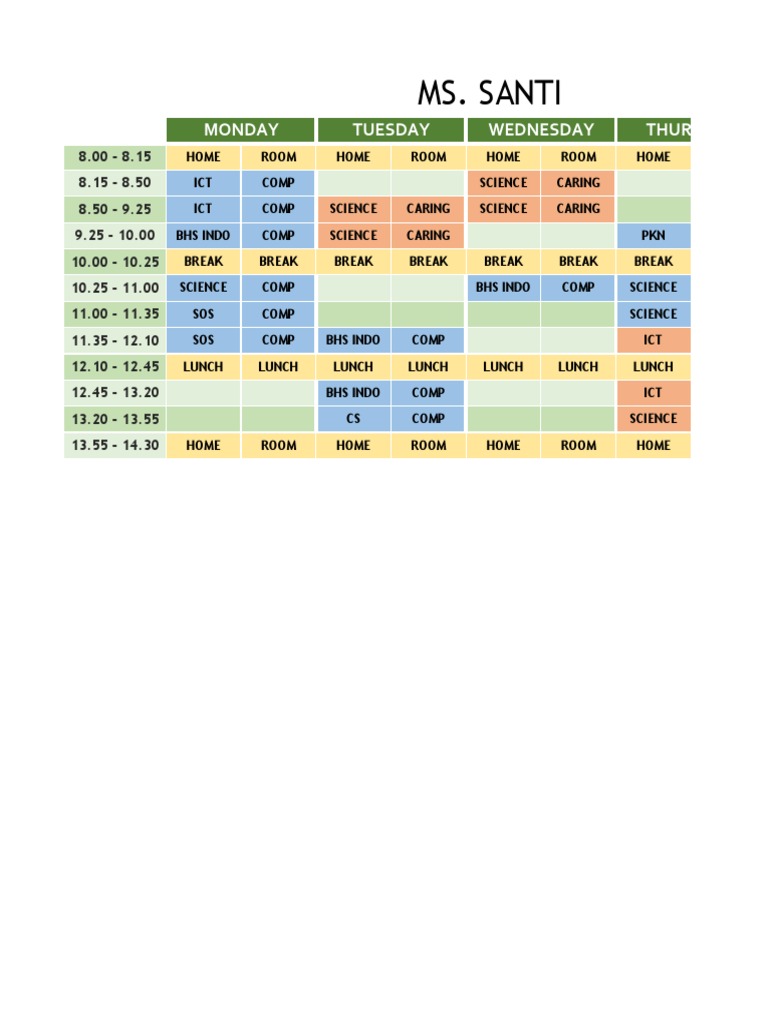 Ms. Santi: Monday Tuesday Wednesday Thursday | PDF