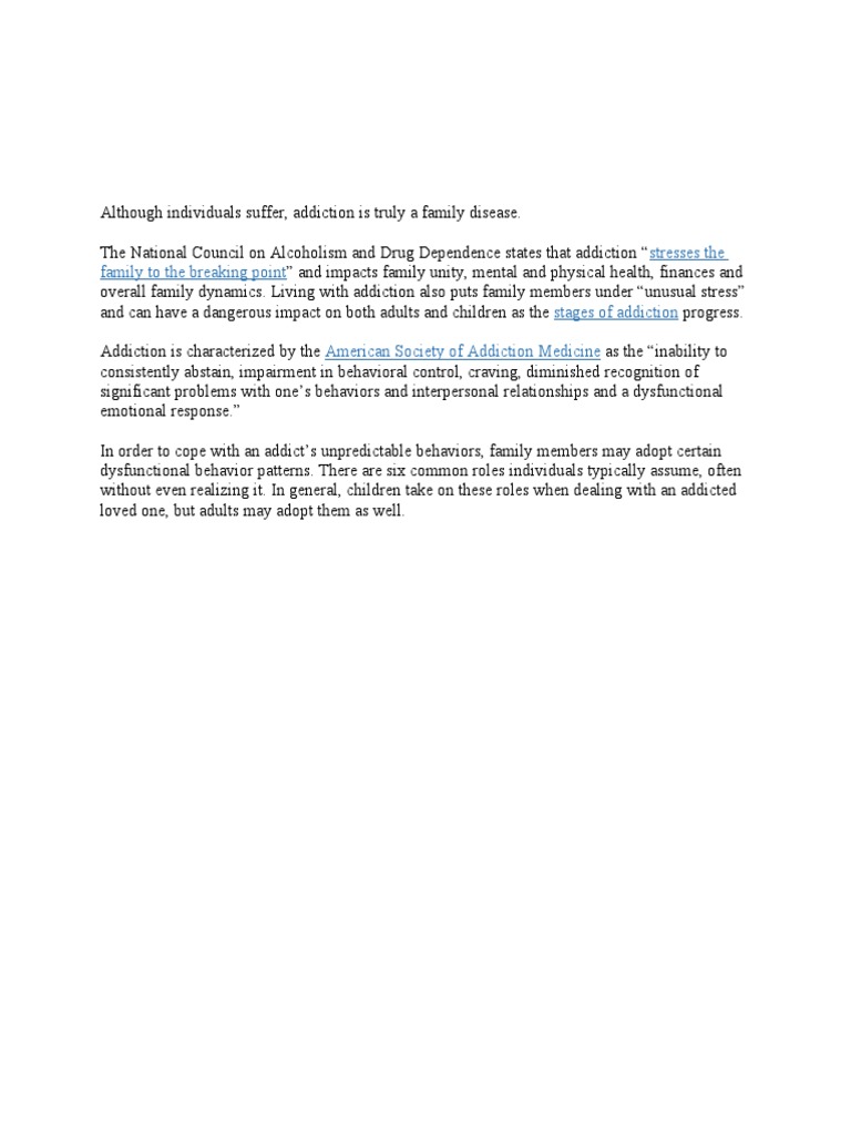 Coping With Addiction: 6 Dysfunctional Family Roles | PDF | Family ...