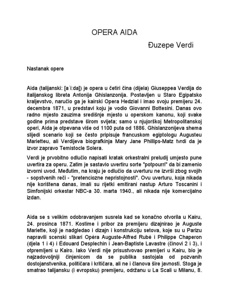 Verdi's Opera Aida: A Summary of the Plot and Musical Elements of this ...